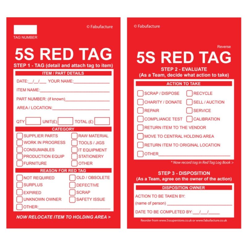 Red Tags for 5S from Fod Force UK